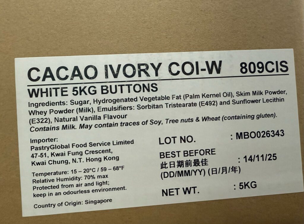 Cacao Ivory White Compound Chocolate Button 5KG - 香港新東方烘焙材料專門店